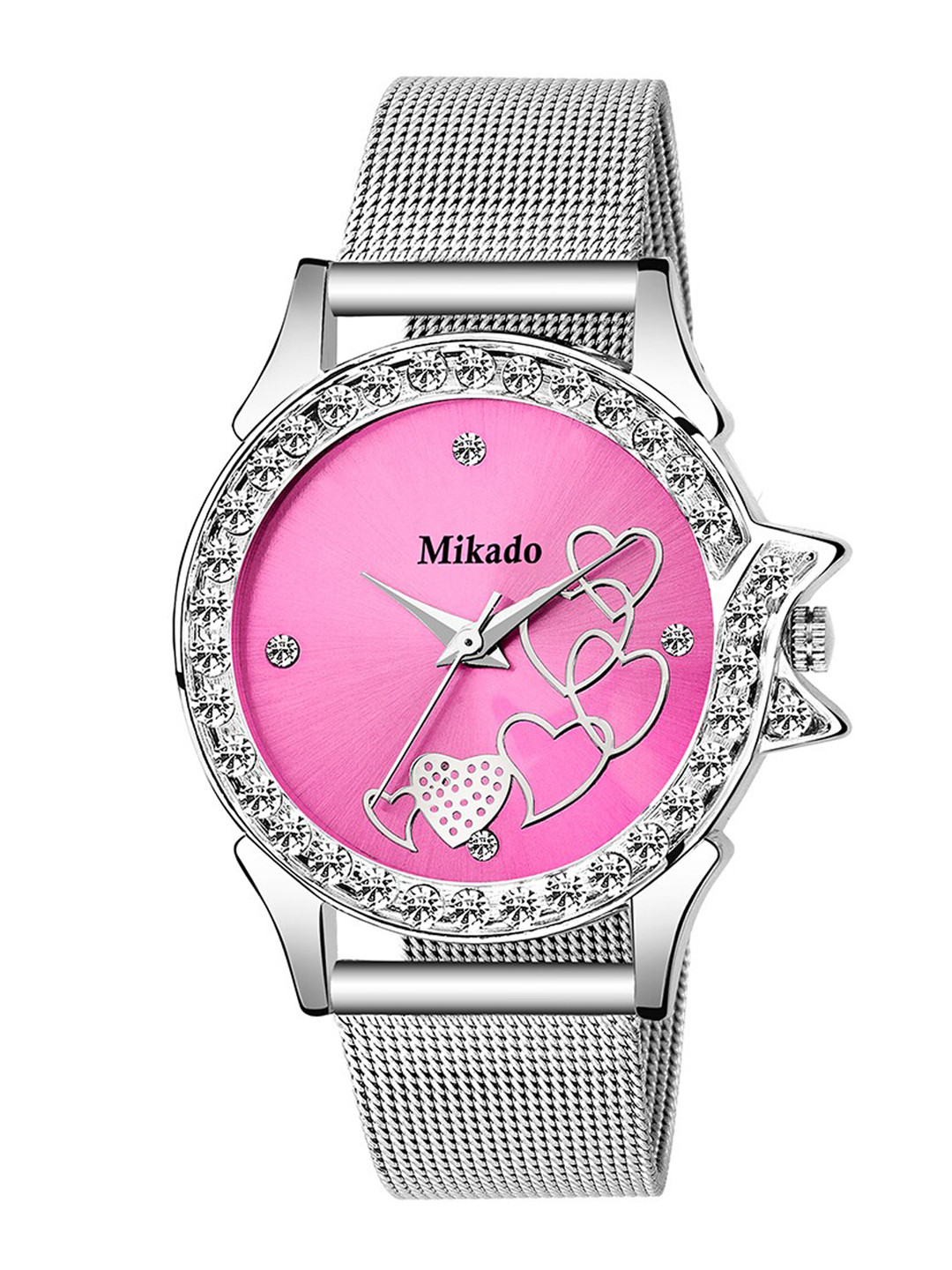Buy Mikado Women Pink Brass Dial & Steel Toned Bracelet Style Straps ...