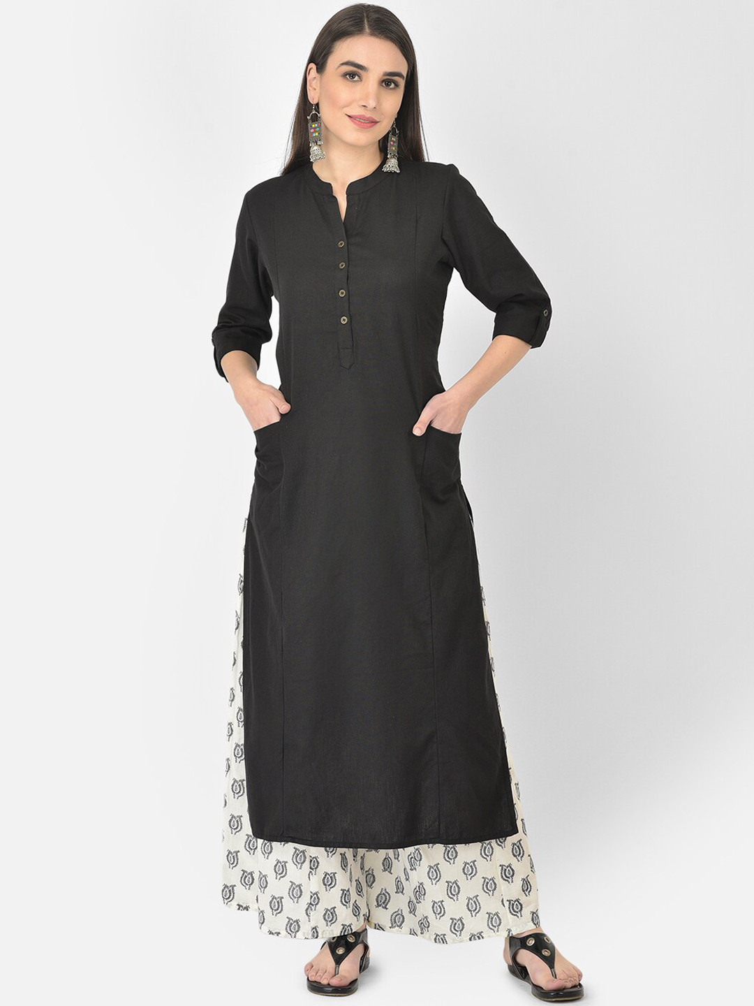 Buy Pistaa Women Black Kurta With Palazzos - Kurta Sets for Women ...
