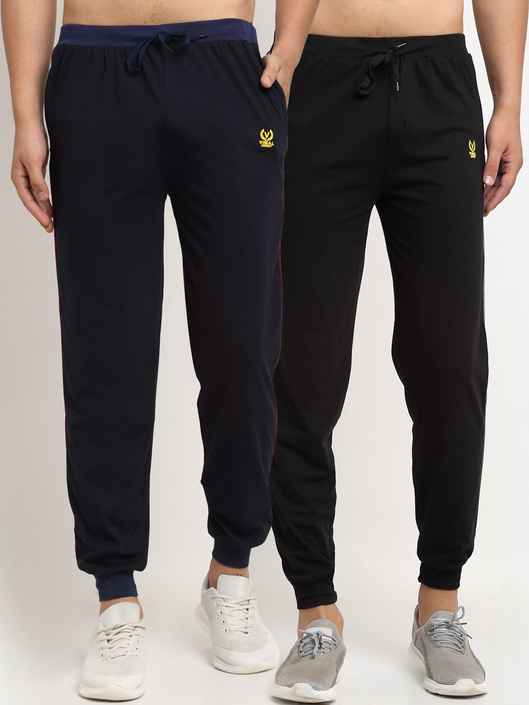 Buy MACK JONNEY Men Pack Of 2 Black Solid Regular Fit Joggers - Track ...