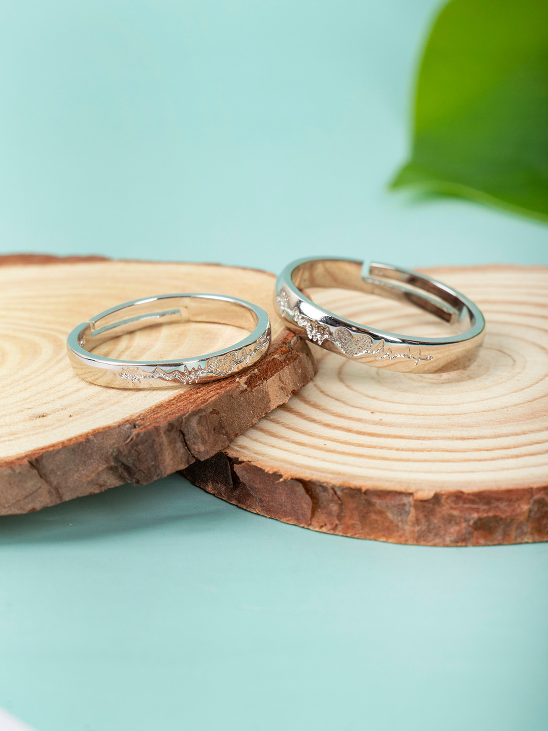 Buy Arendelle Set Of 2 Silver Plated Lifeline Couple Ring - Ring for ...