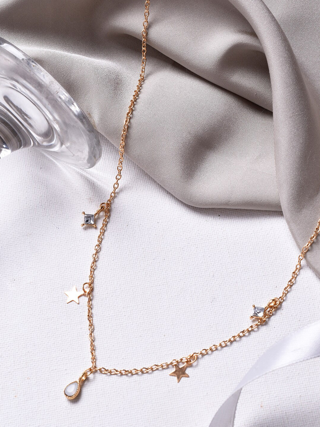 Buy BEWITCHED Gold Toned & White Star & Moon Chain - Necklace And ...