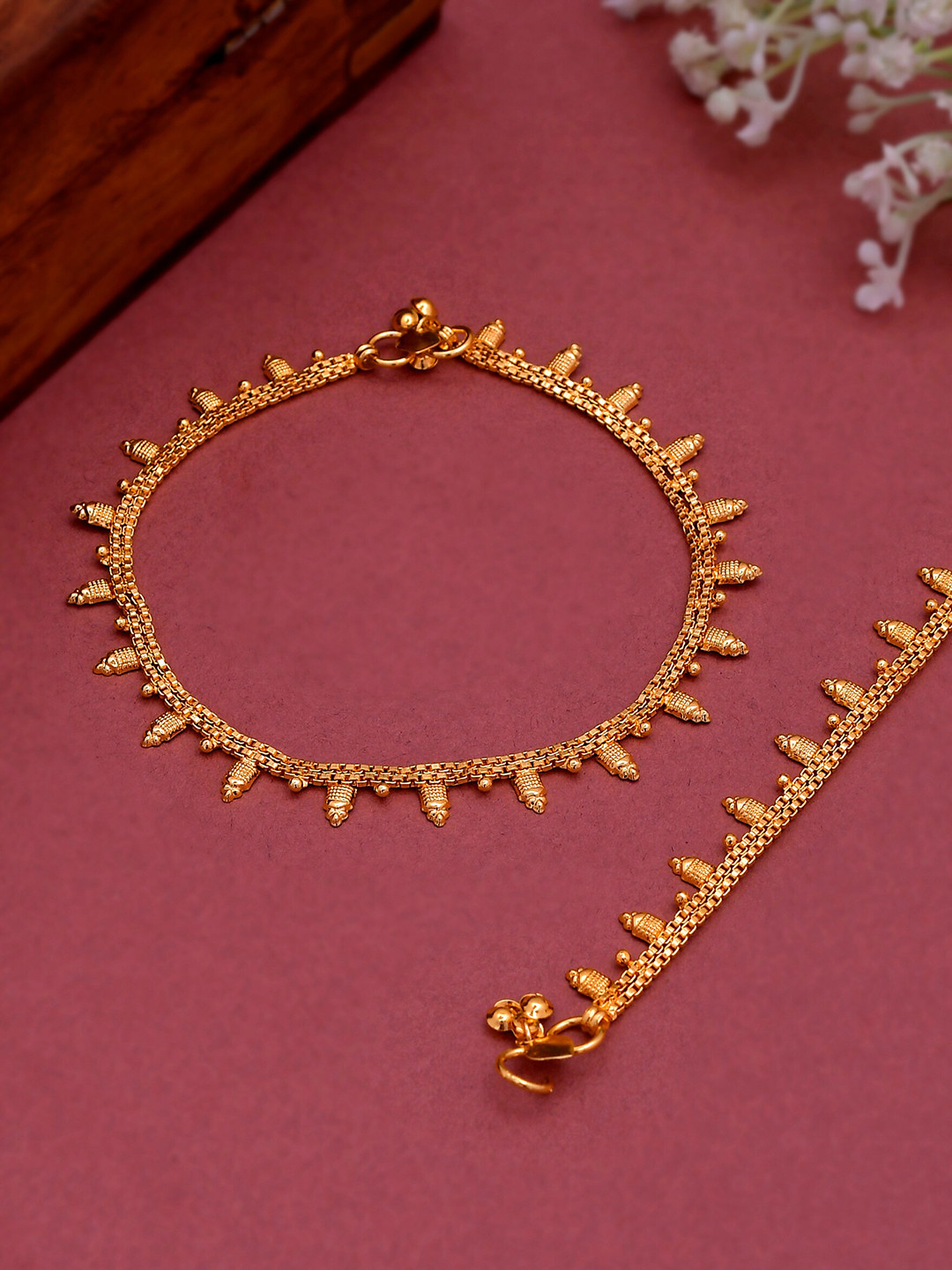 Buy Silvermerc Designs Set Of 2 Gold Plated Delicate Anklets - Anklet ...