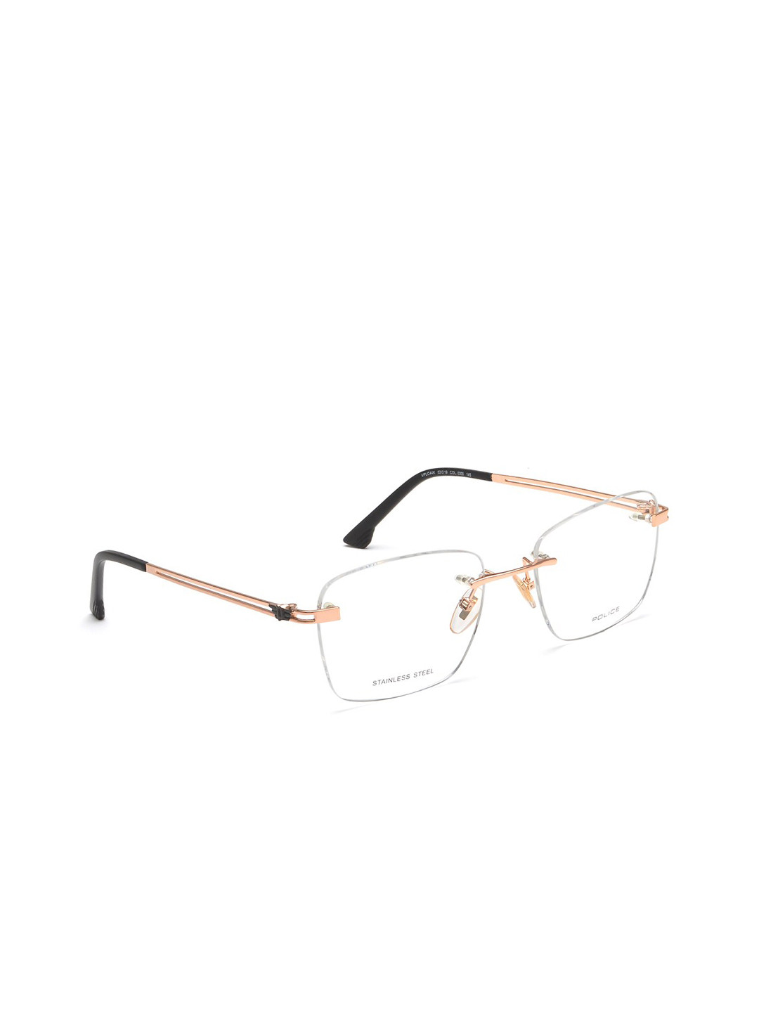 Buy Police Men Gold Toned Rimless Square Frames VPLC44K53300FR - Frames ...