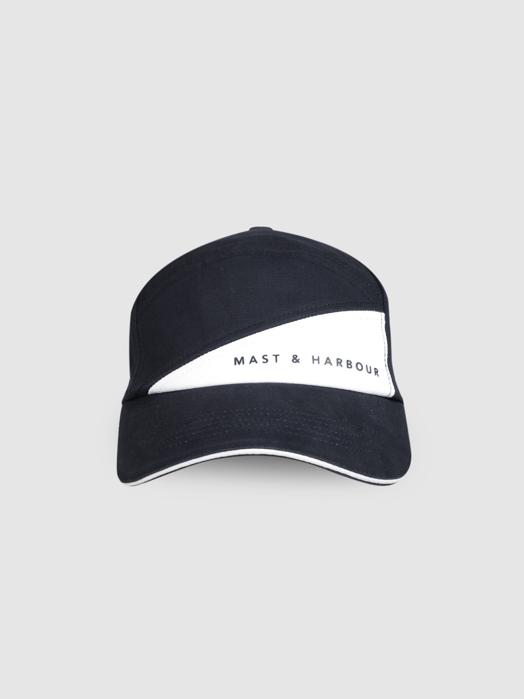 Buy Mast & Harbour Unisex Black & White Colourblocked Snapback Cap ...