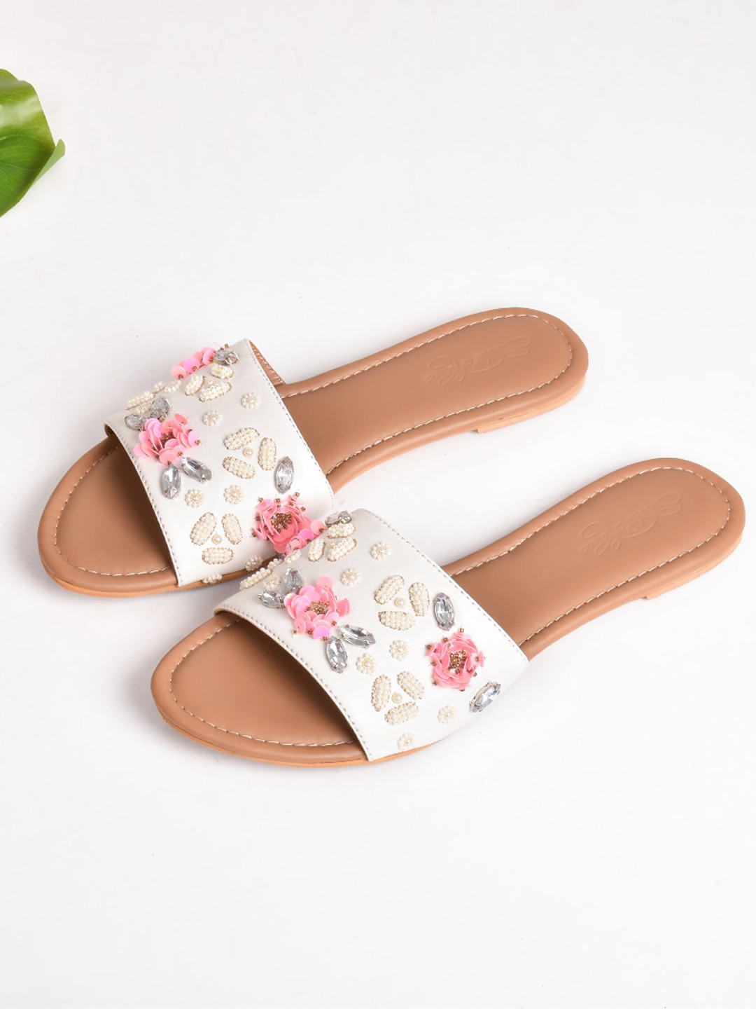 Buy Sole House Women White Woven Design Open Toe Flats With Western ...