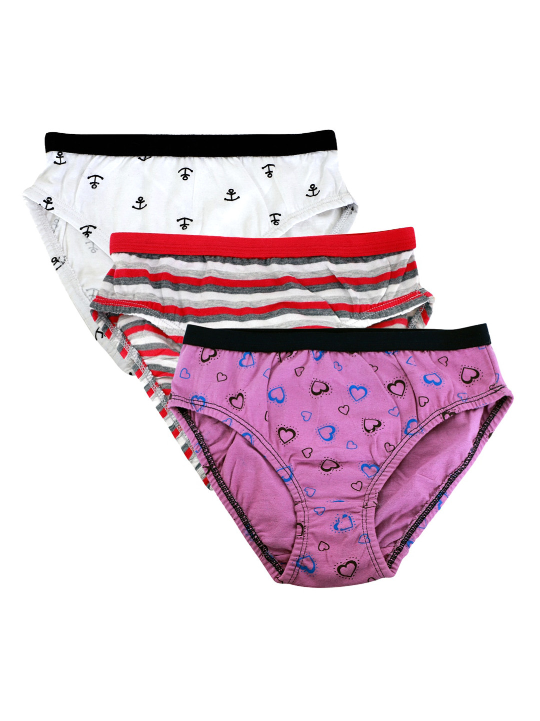 Buy YK Girls Pack Of 3 Assorted Pure Cotton Printed Briefs - Briefs for ...