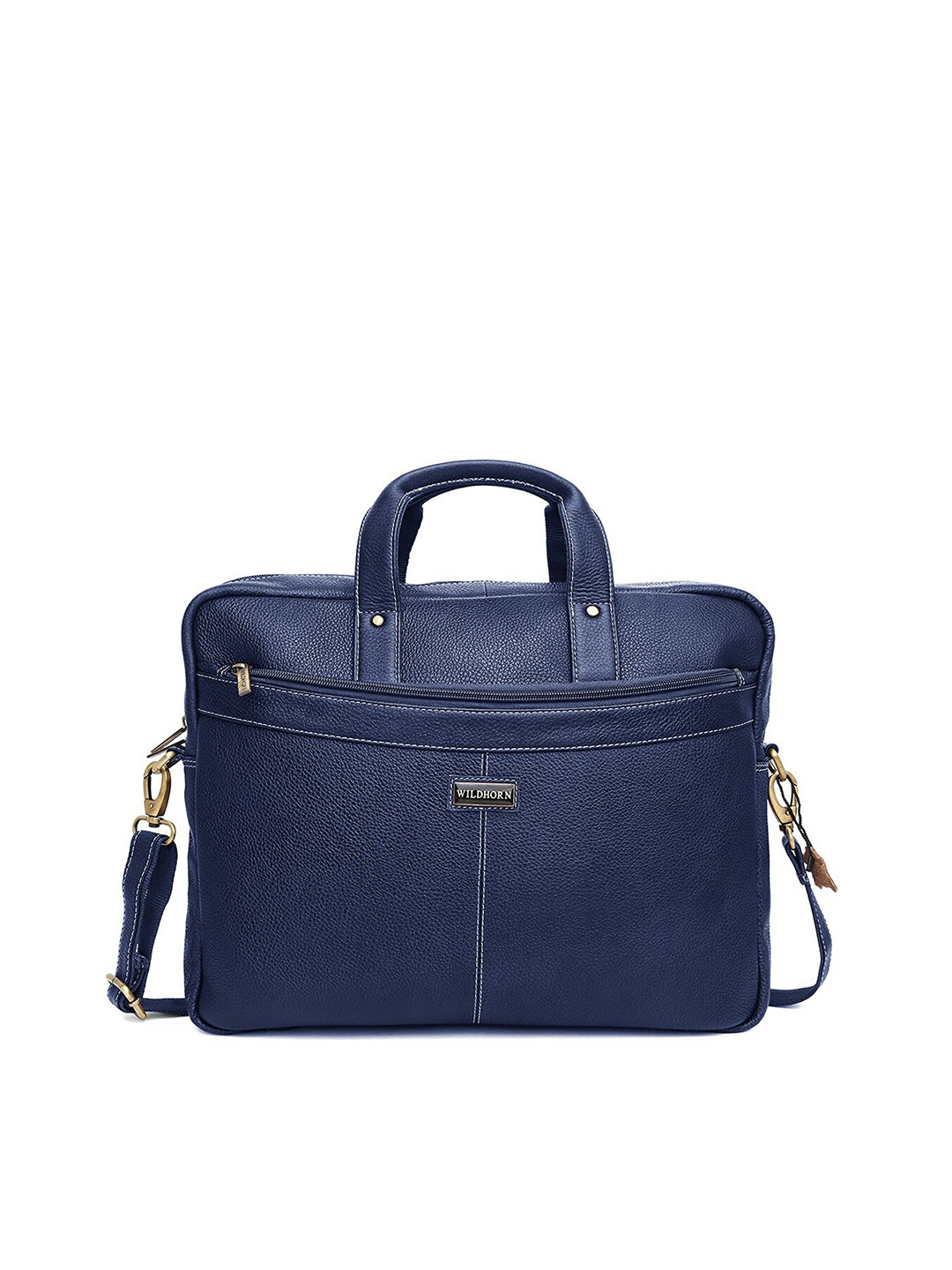 Buy WildHorn Men Blue Textured Leather Laptop Bag - Laptop Bag for Men ...