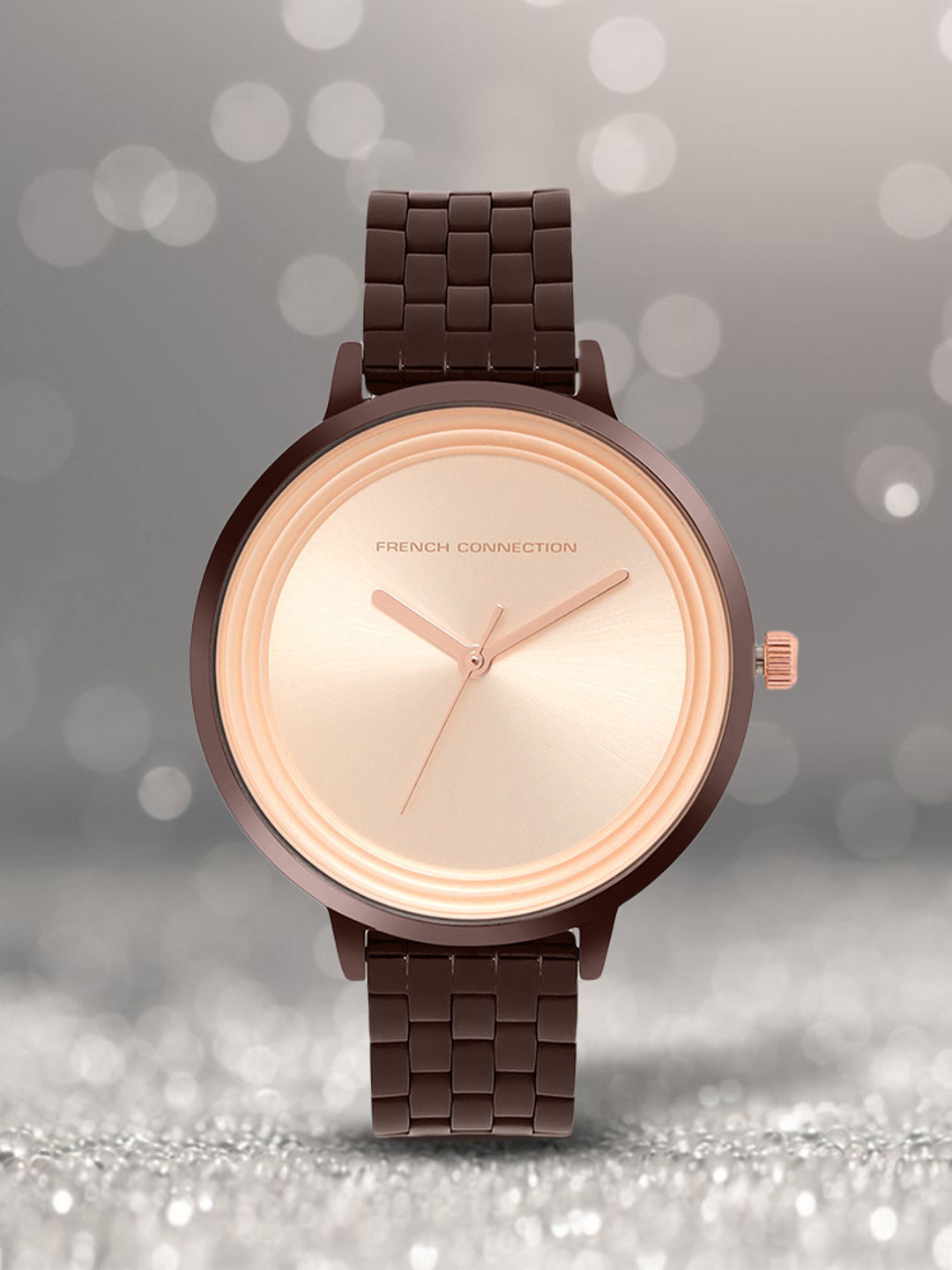 Buy French Connection Women Rose Gold Toned Dial & Brown Bracelet Style ...