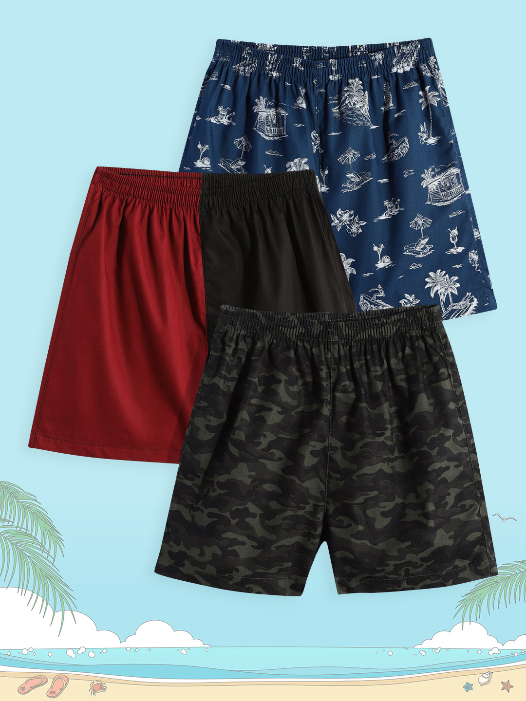 Buy URBAN HUG Kids Pack Of 3 Pure Cotton Boxers UHKBOXPO3066_7 8Y ...