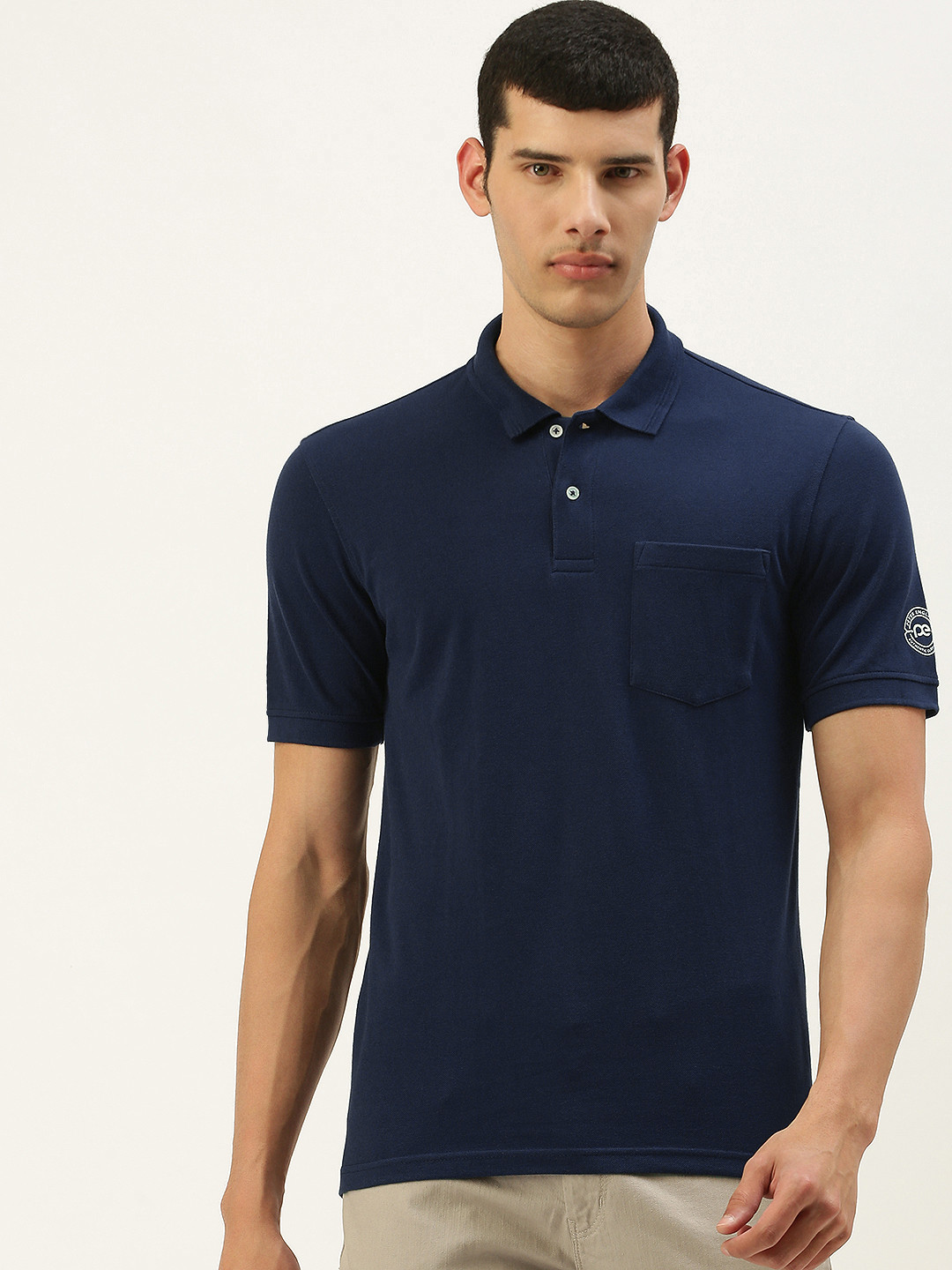 Buy Peter England Men Navy Blue Polo Collar T Shirt - Tshirts for Men ...