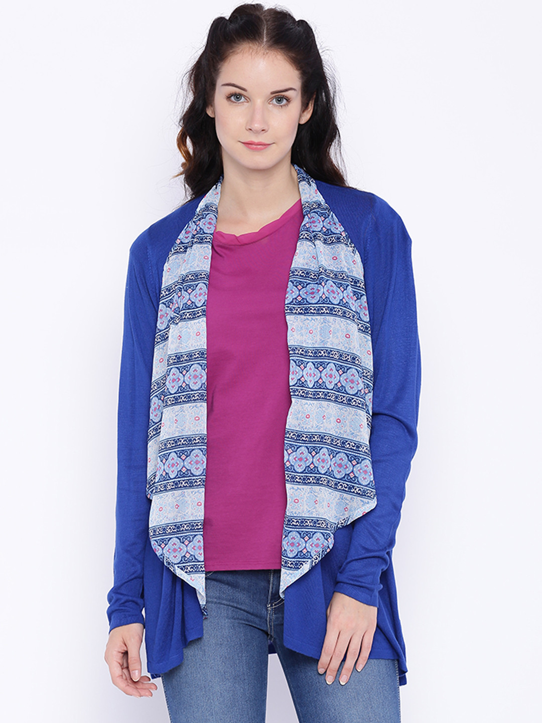 Buy Akiva Blue Shrug With Printed Detail - Shrug for Women 1725831 | Myntra