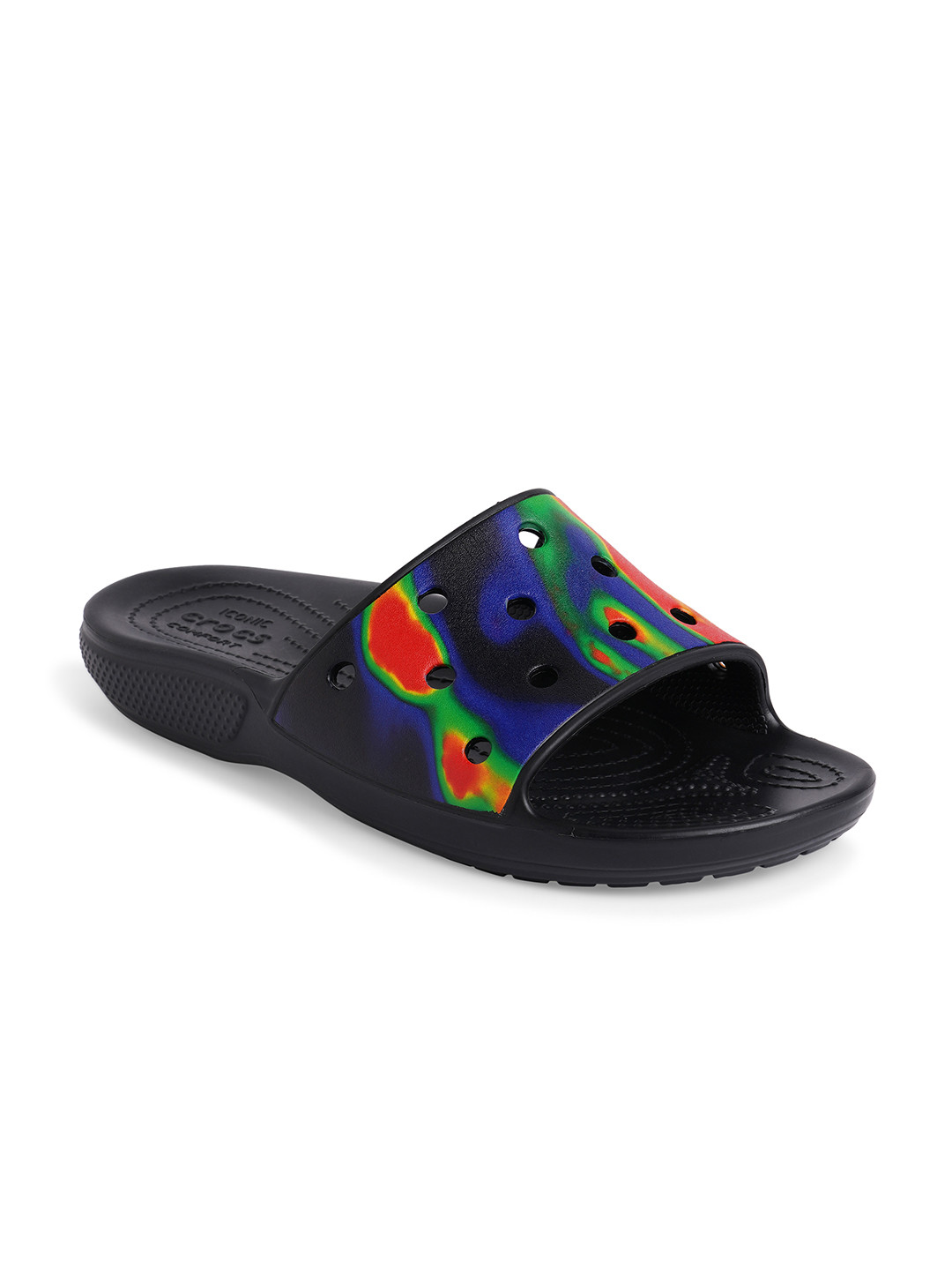 Buy Crocs Unisex Black Printed Classic Sliders - Flip Flops for Unisex ...