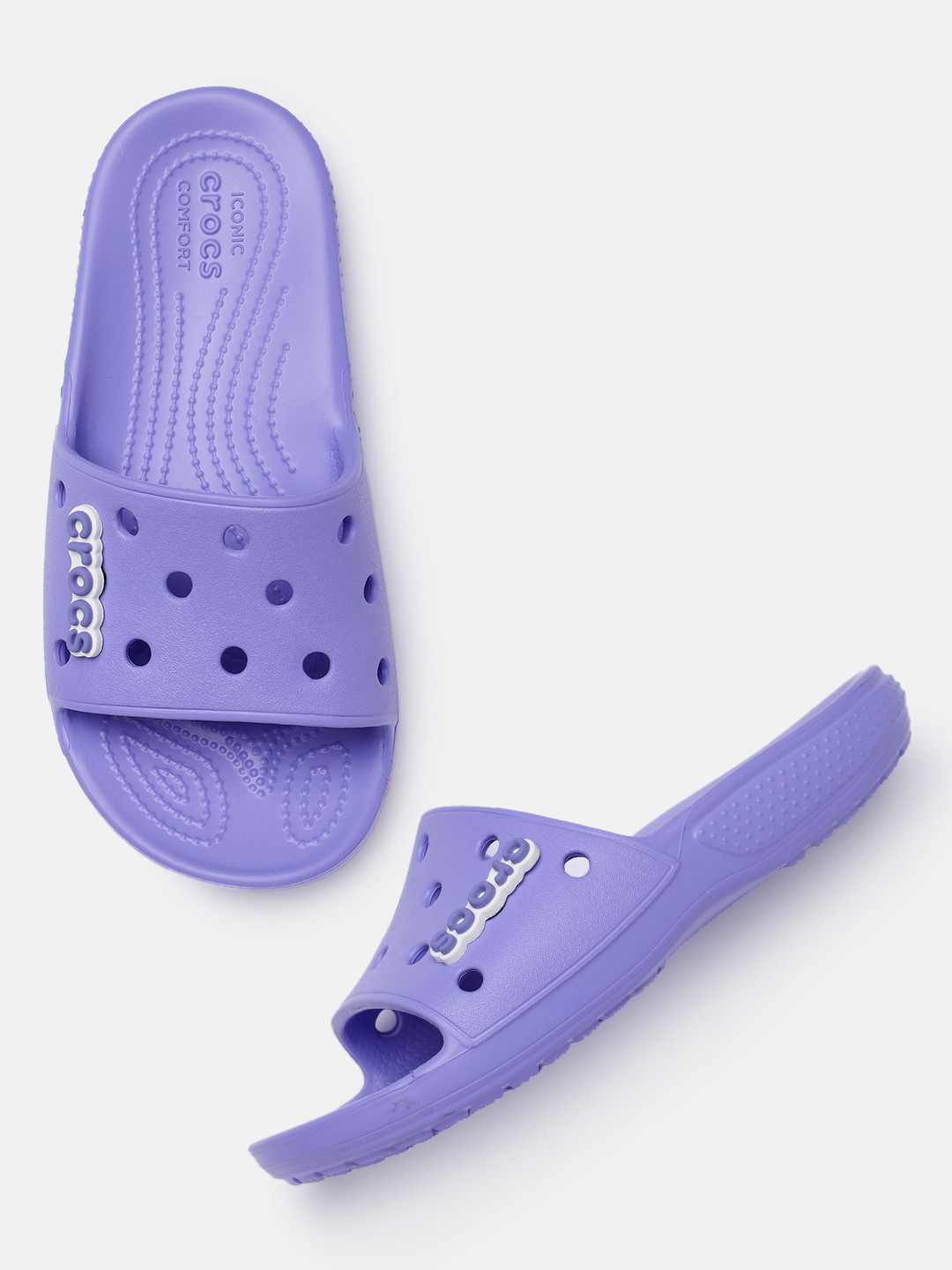 Buy Crocs Women Purple Solid Sliders - Flip Flops for Women 17264112 ...