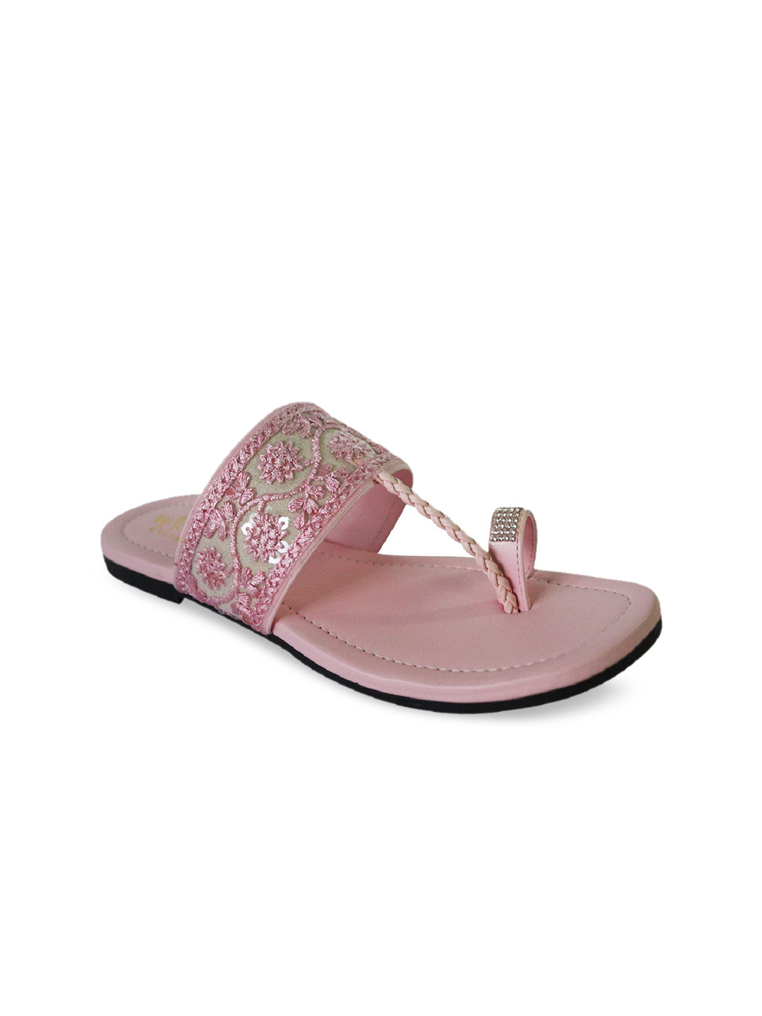 Buy WALK N STYLE COLLECTION Women Pink Embellished Ethnic One Toe Flats ...