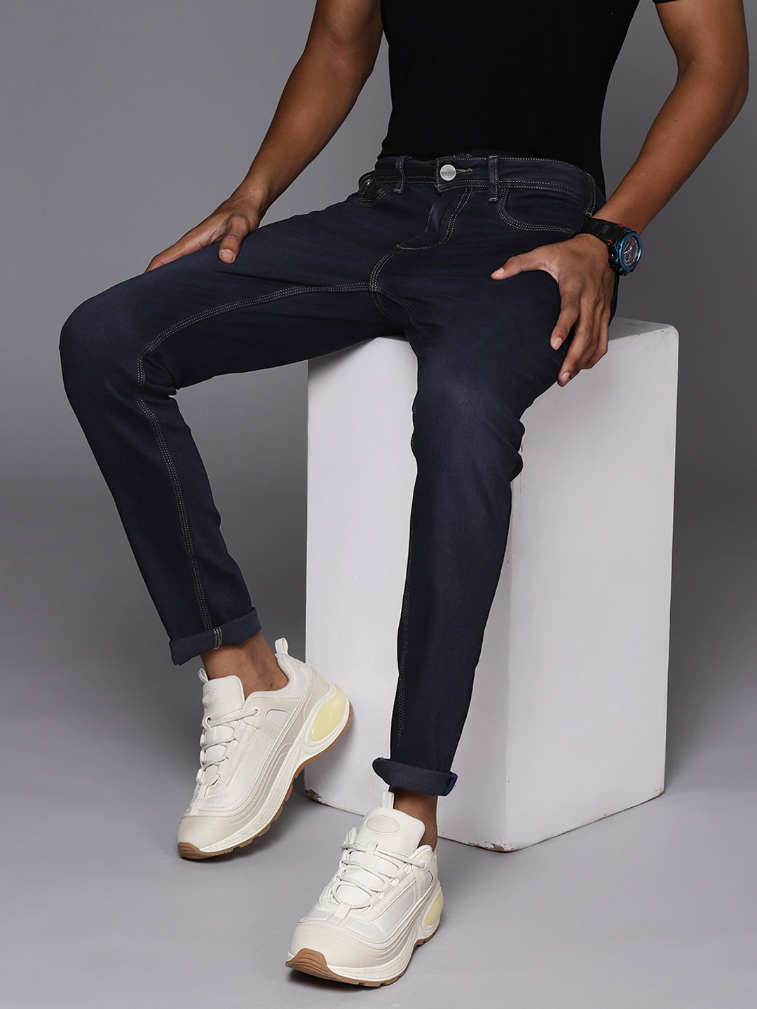 Buy Ducati Men Navy Blue Stretchable Jeans - Jeans for Men 17274782 ...