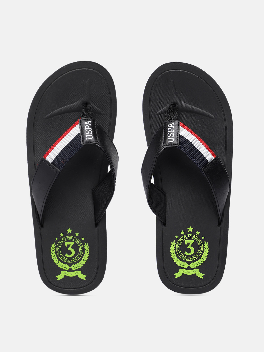 Buy U.S. Polo Assn. Men Black & Red Printed Thong Flip Flops - Flip ...