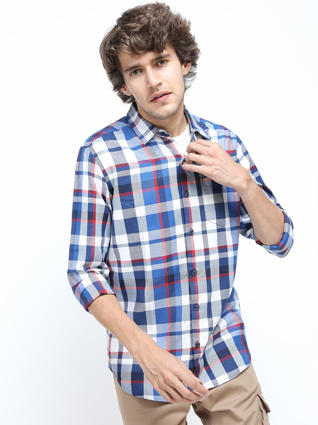 Buy KETCH Men Blue Slim Fit Checked Casual Shirt - Shirts for Men ...