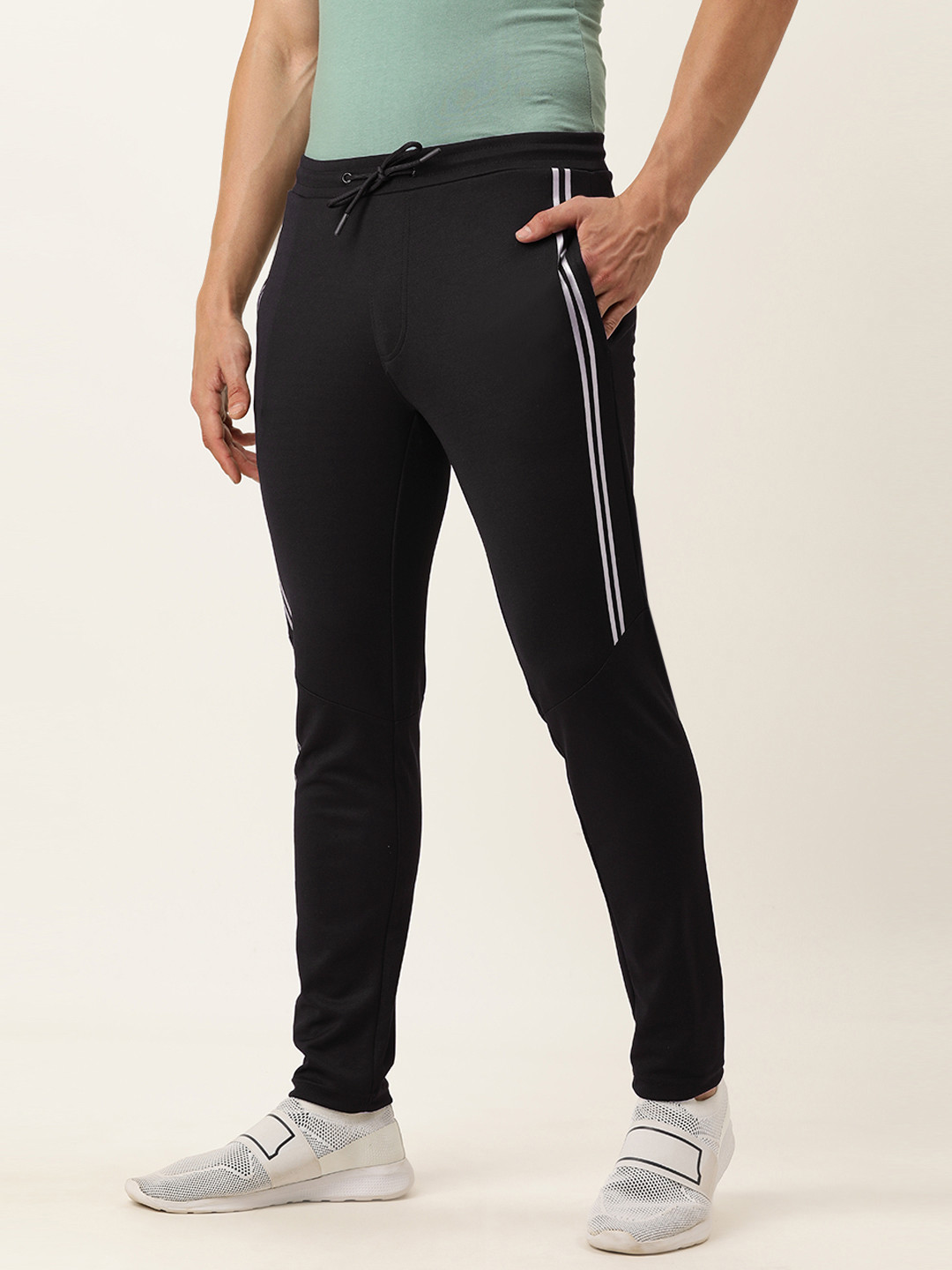 Buy Proline Active Men Black Colourblocked Mid Rise Elasticated Casual ...