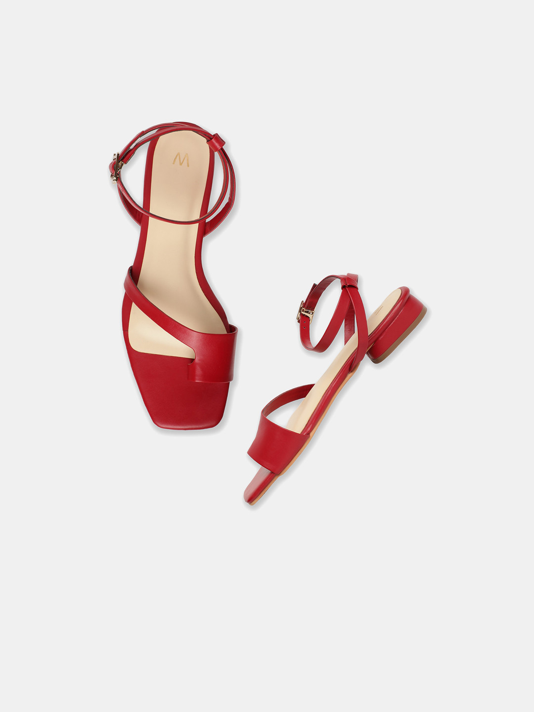 Buy W Red PU Ethnic Block Sandals - Heels for Women 17283300 | Myntra