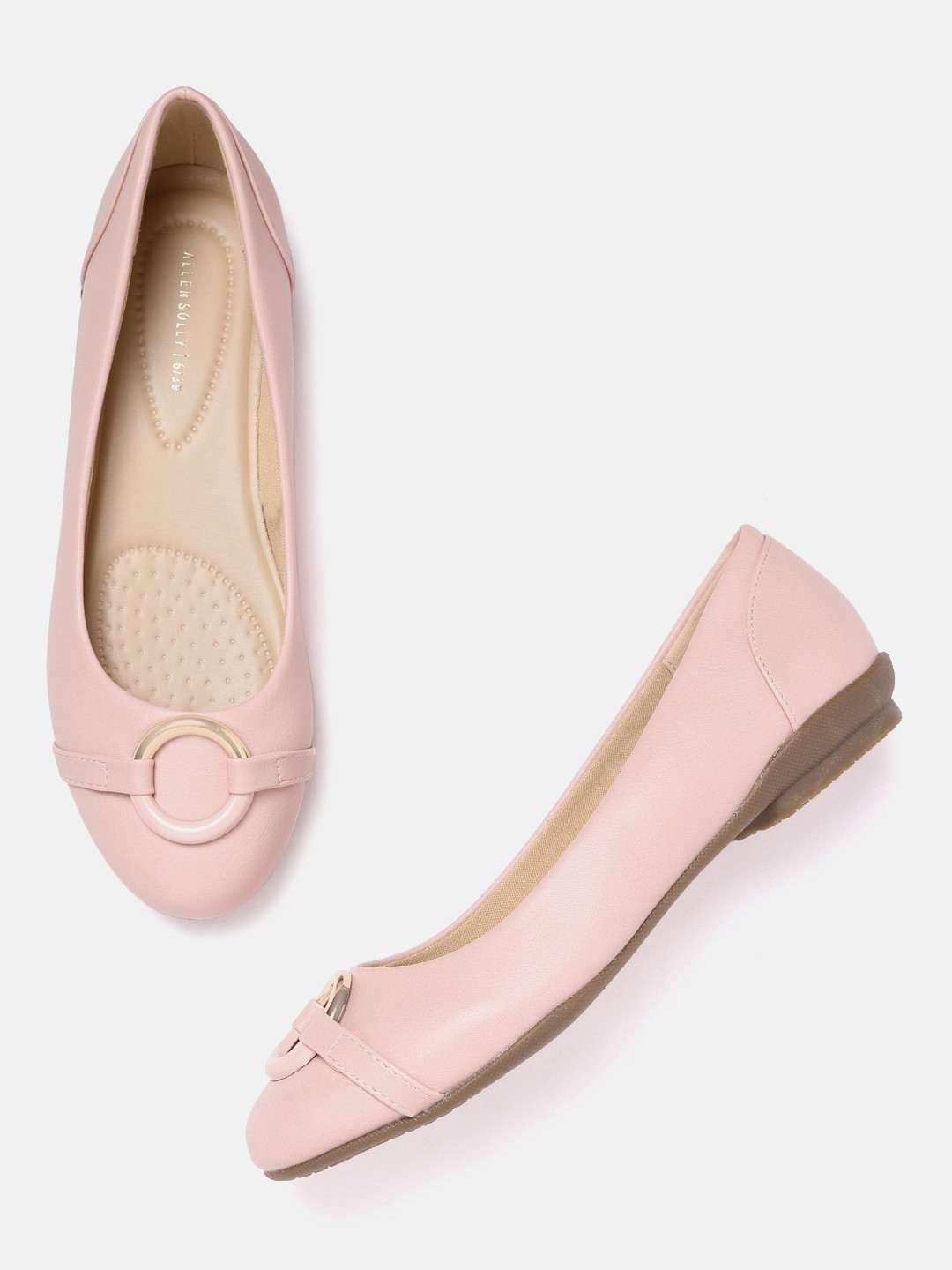 Buy Allen Solly Women Peach Coloured Solid Ballerinas With Metallic ...