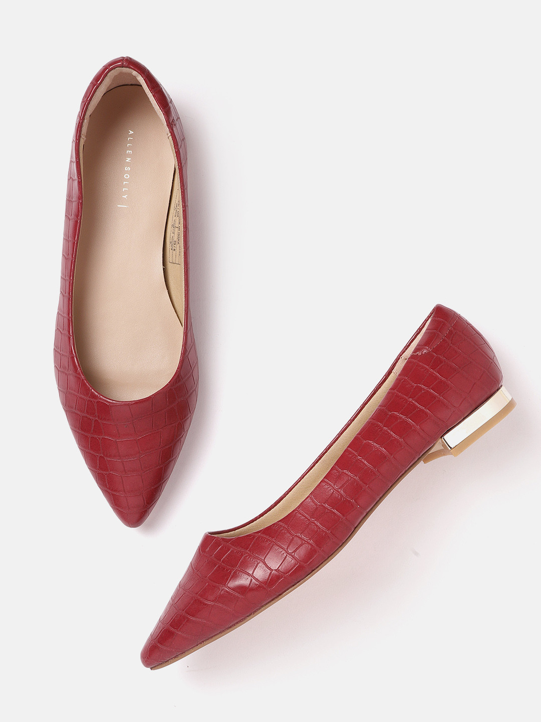 Buy Allen Solly Women Burgundy Croc Textured Ballerinas - Flats for ...