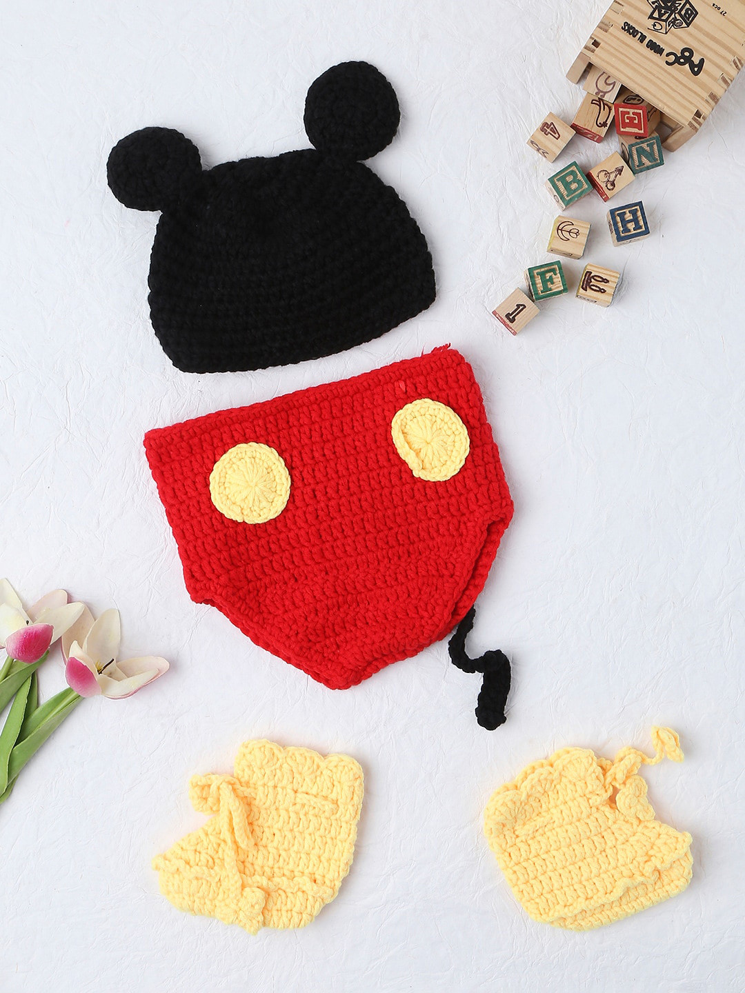 Buy Babymoon Infants Black & Red Mickey Mouse Photography Outfit - Baby ...