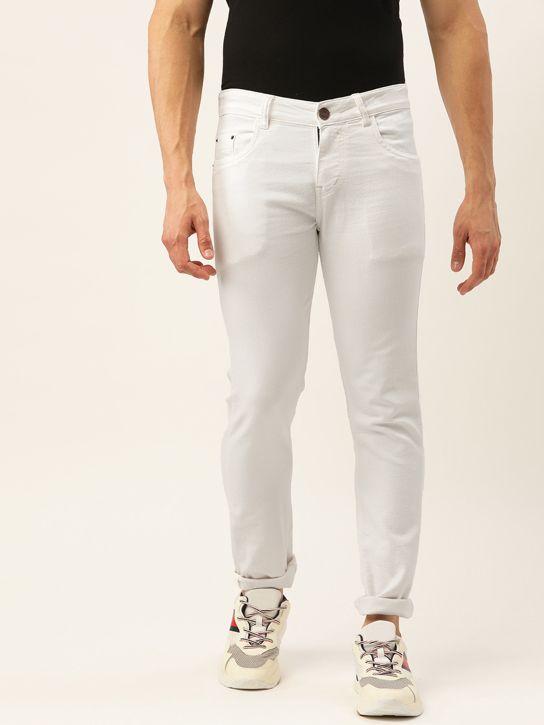 Buy PARIS HAMILTON Men White Clean Look Mid TRise Skinny Fit ...