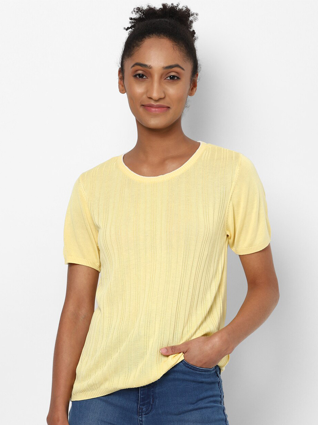 Buy Allen Solly Woman Yellow Solid Top - Tops for Women 17292586 | Myntra