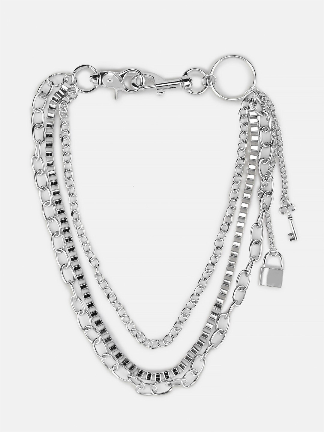 Buy Kazo Silver Toned Silver Plated Lock & Key Chain - Necklace And ...