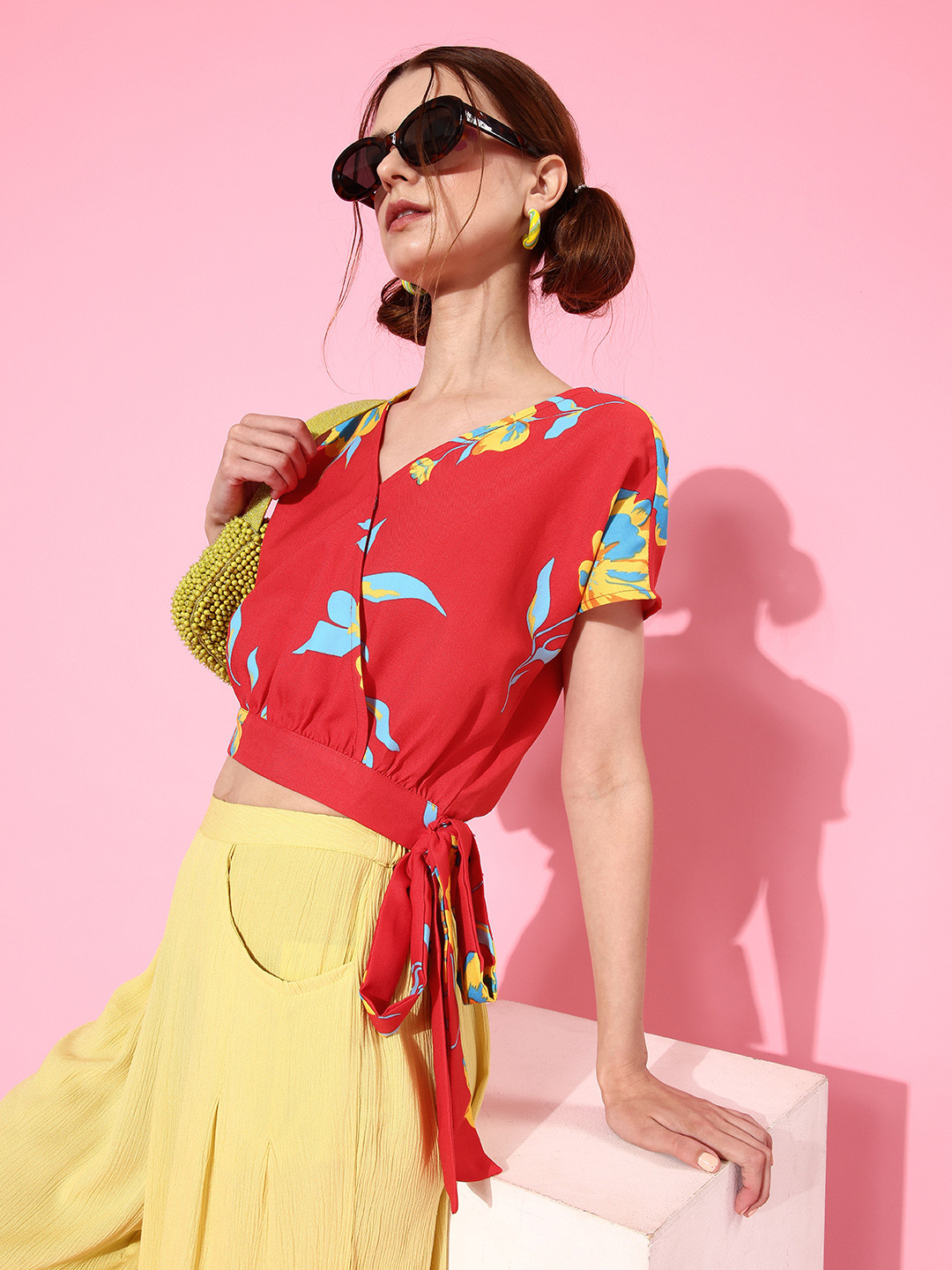 Buy 4WRD By Dressberry Gorgeous Red Tropical Wrap It Up Top - Tops for ...