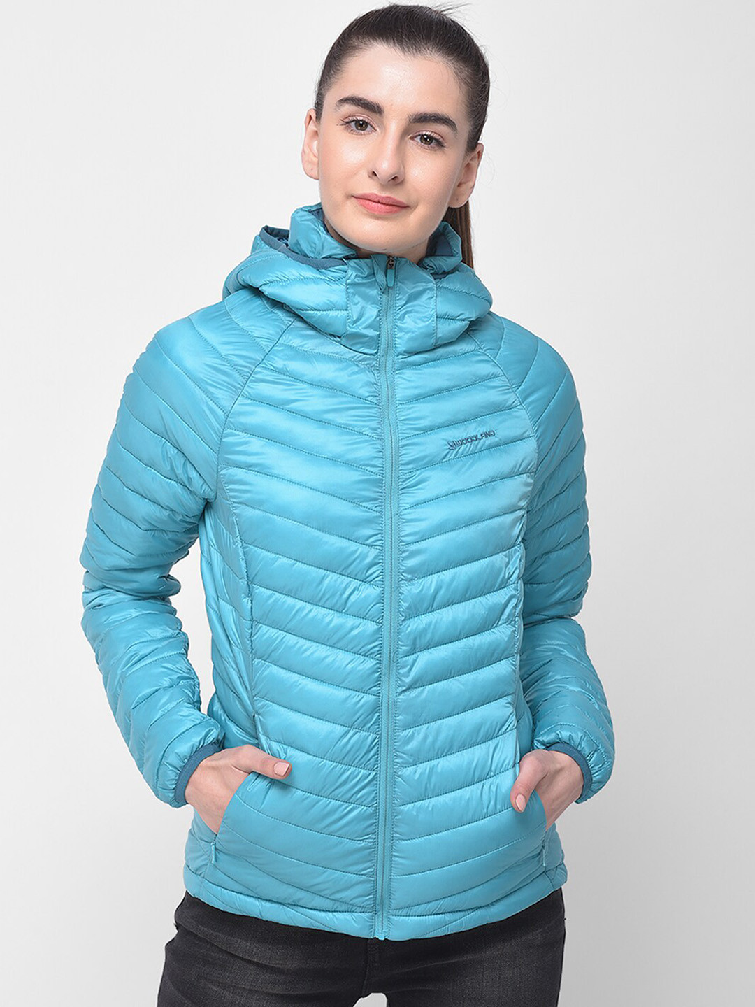 Buy Woodland Women Turquoise Blue Puffer Jacket - Jackets for Women ...