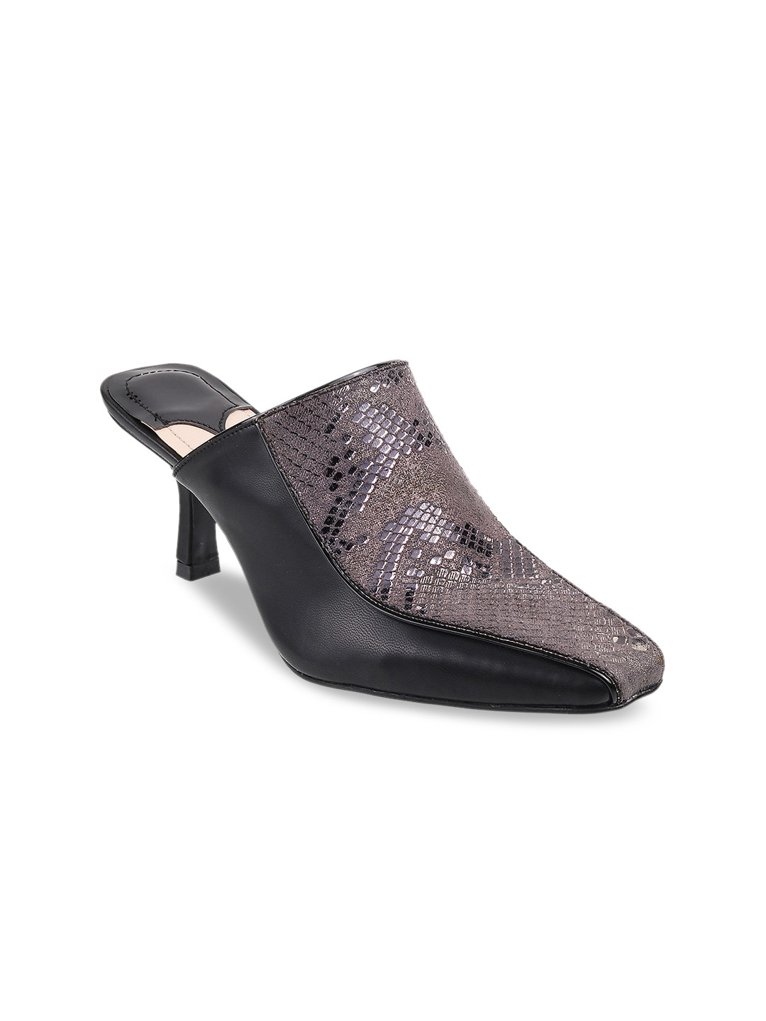 Buy Catwalk Black Textured Party Kitten Mules - Heels for Women ...