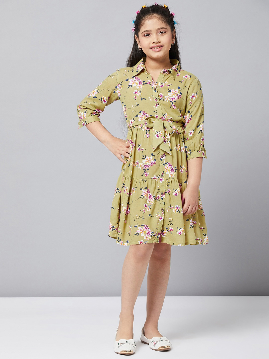 Buy Stylo Bug Green & White Floral Dress - Dresses for Girls 17299822 ...