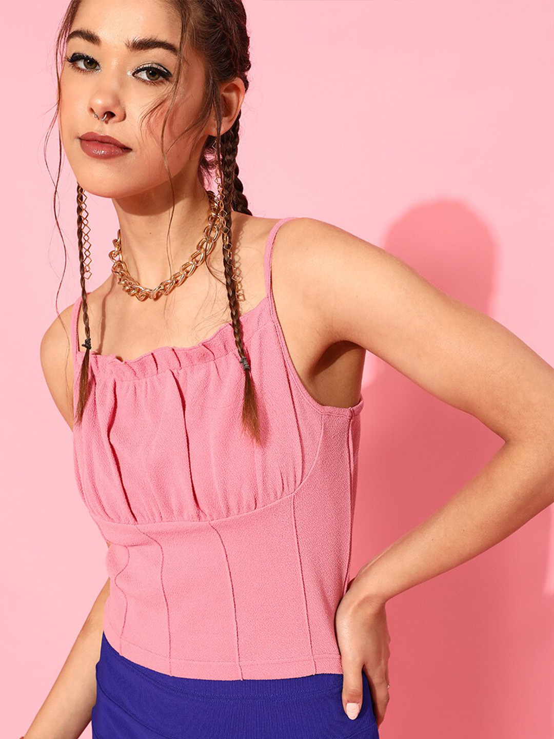 Buy STREET 9 Women Pretty Pink Solid Top - Tops for Women 17300566 | Myntra