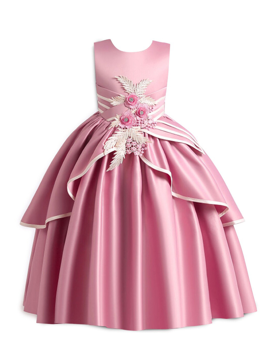 Buy Hopscotch Girls Pink Floral Embellished Maxi Dress - Dresses for ...