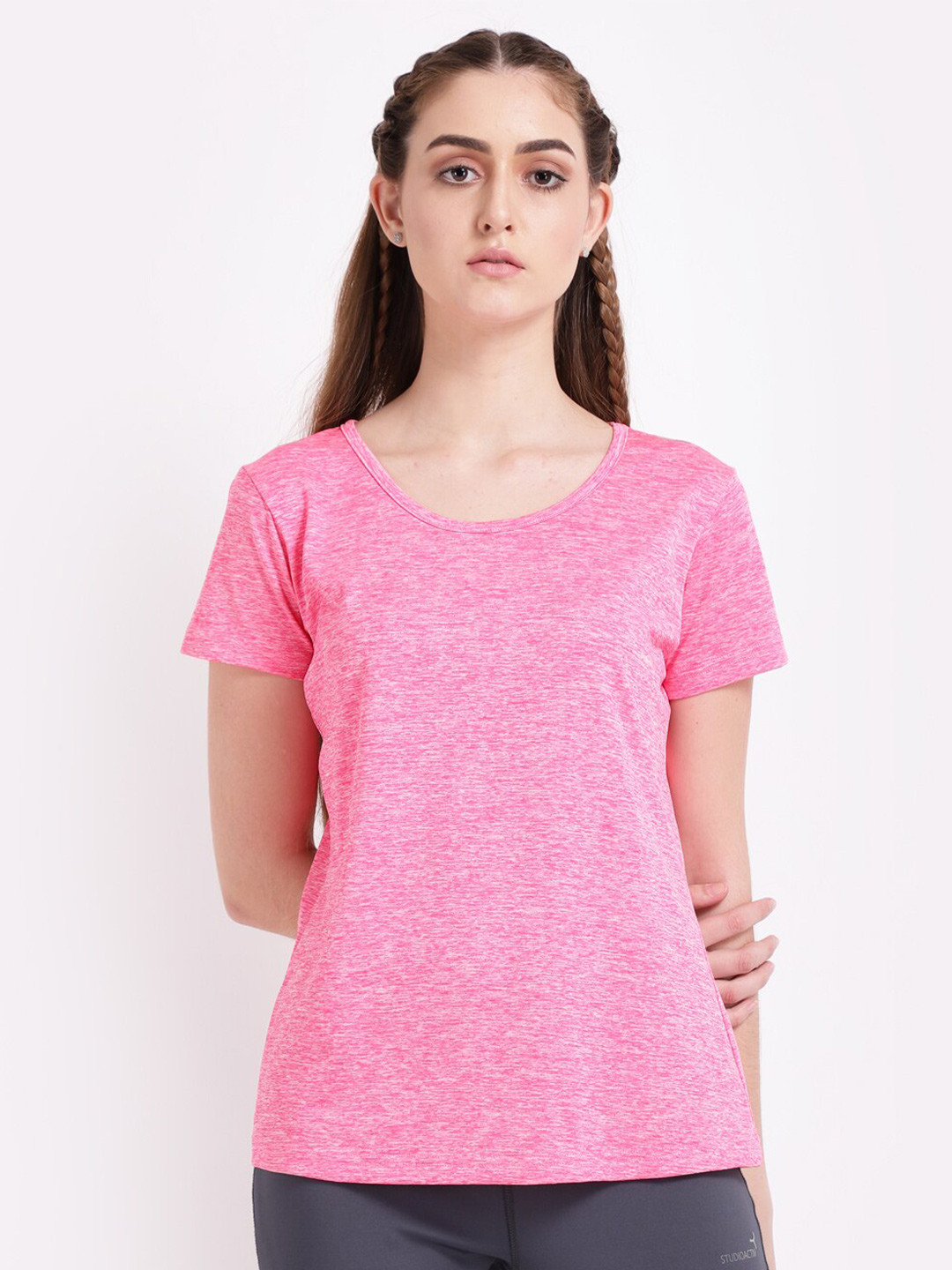 Buy STUDIOACTIV Women Pink & White Printed T Shirt - Tshirts for Women ...