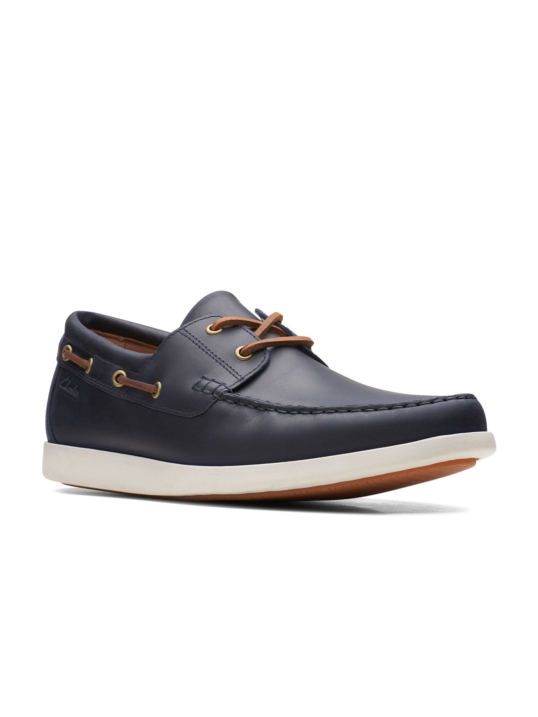 Buy Clarks Men Navy Blue Leather Boat Shoes - Casual Shoes for Men ...