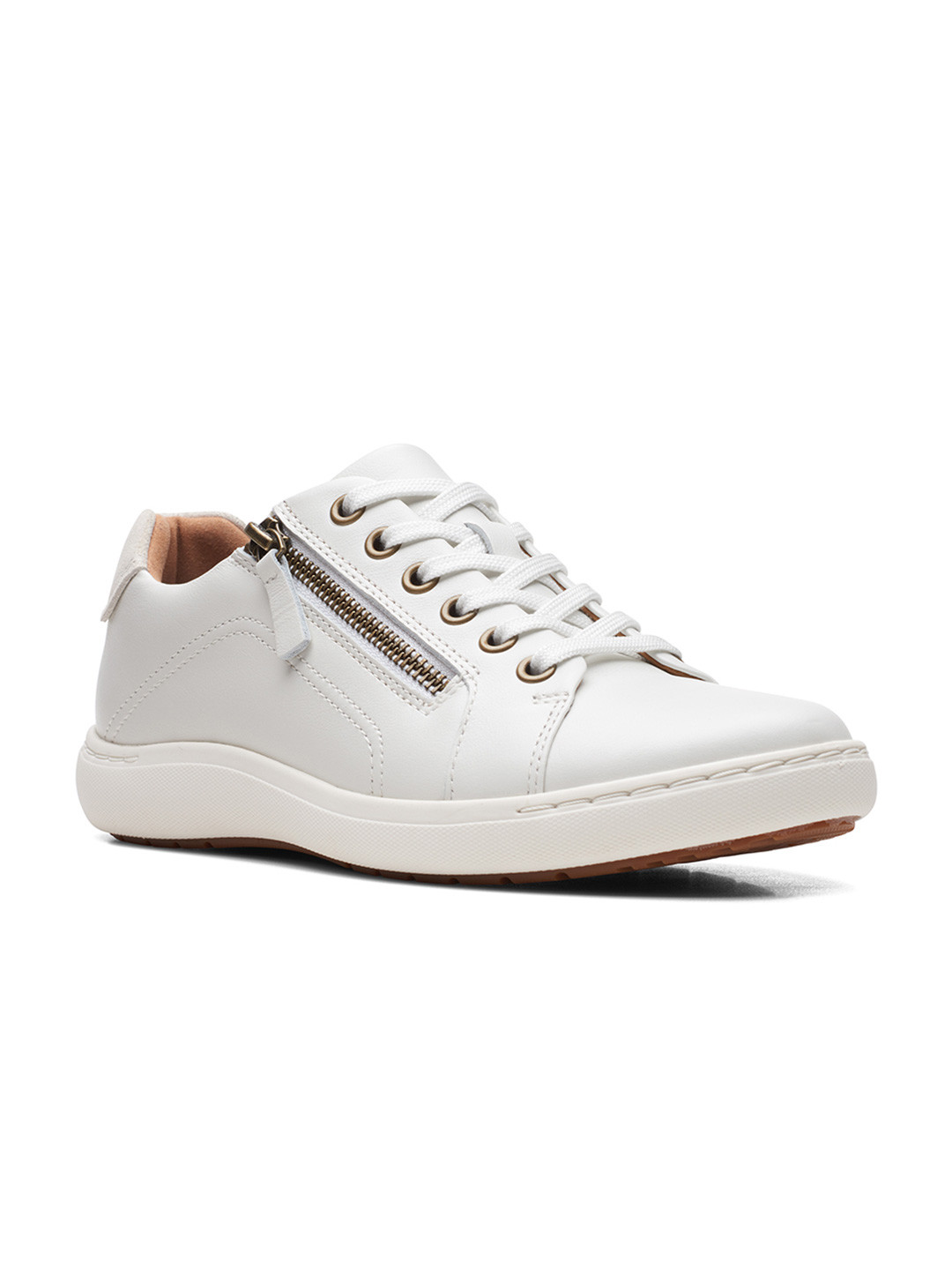 Buy Clarks Women White Leather Sneakers - Casual Shoes for Women ...
