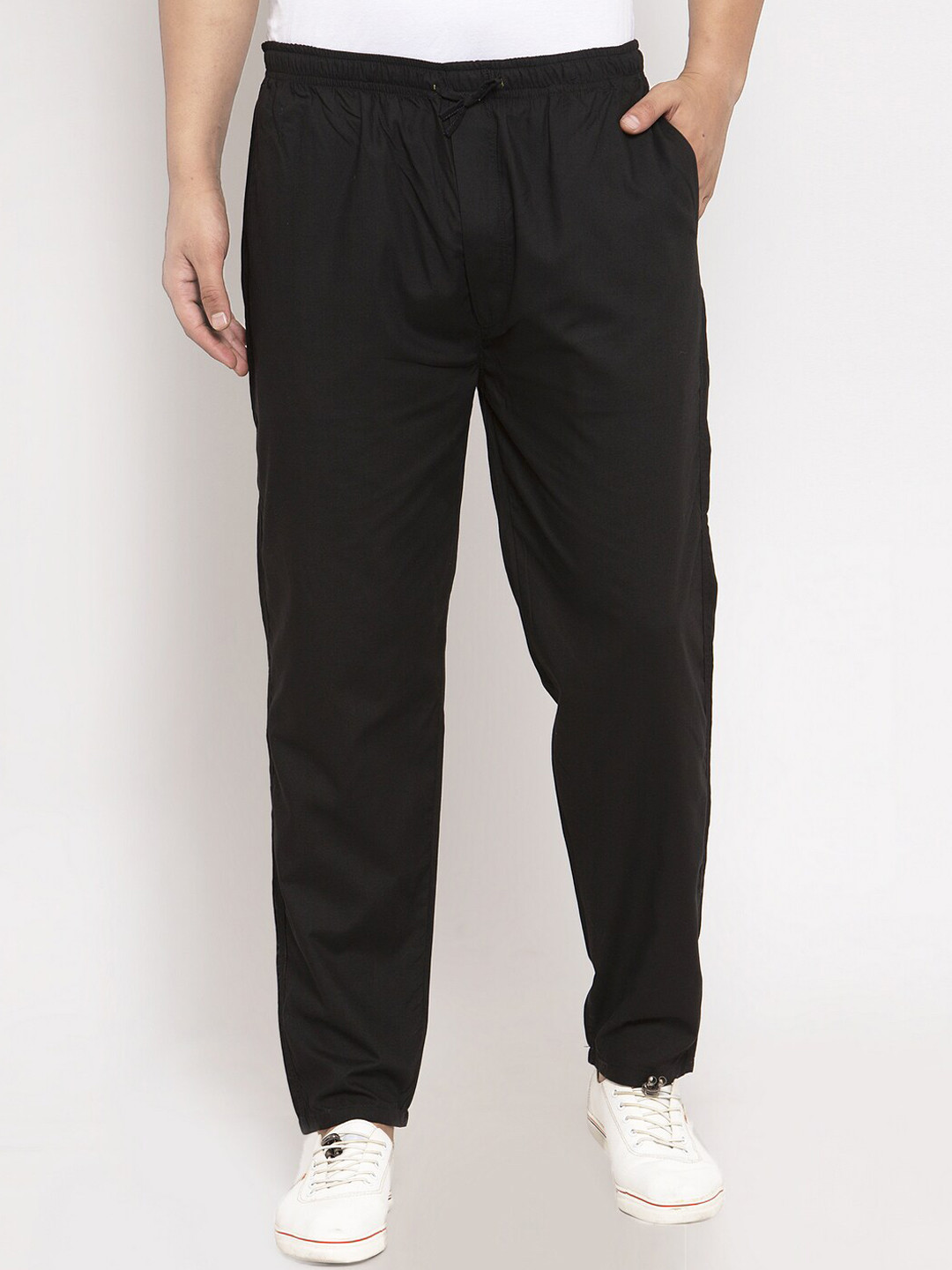 Buy JAINISH Men Black Solid Pure Cotton Track Pants - Track Pants for ...