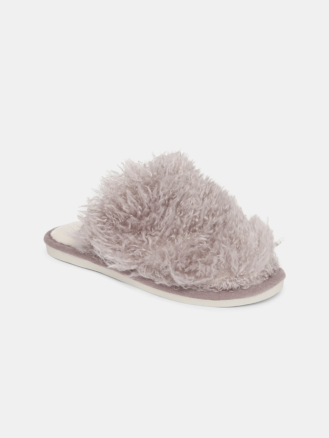 Buy 20Dresses Women Purple Fur Flip Flops Sliders - Flip Flops for ...