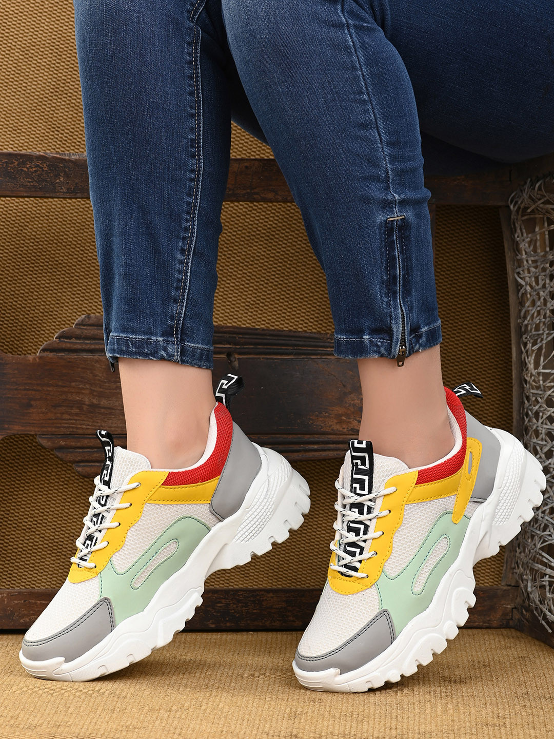 Buy AfroJack Women White Colourblocked Regular Sneakers - Casual Shoes ...