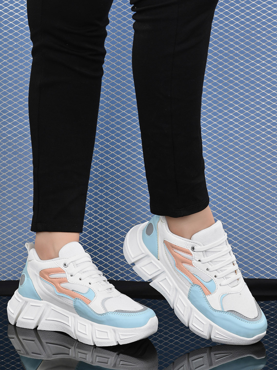 Buy AfroJack Women Blue Colourblocked Sneakers - Casual Shoes for Women ...