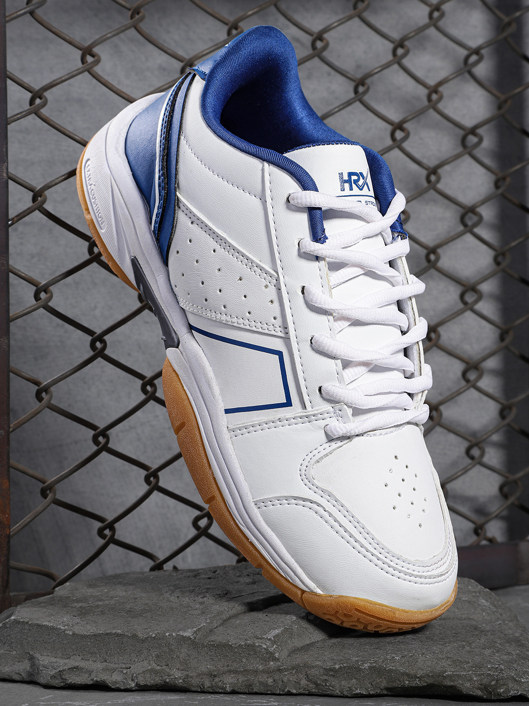Buy HRX By Hrithik Roshan Women White & Blue Racquet Sports Non Marking ...