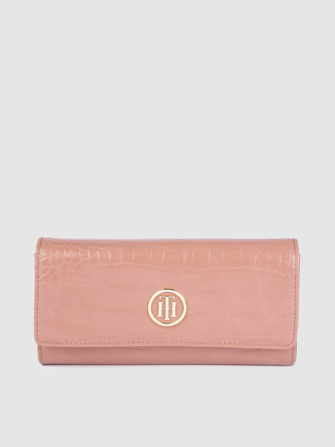 Buy Tommy Hilfiger Women Salmon Pink Animal Textured PU Envelope Wallet - Wallets for Women ...