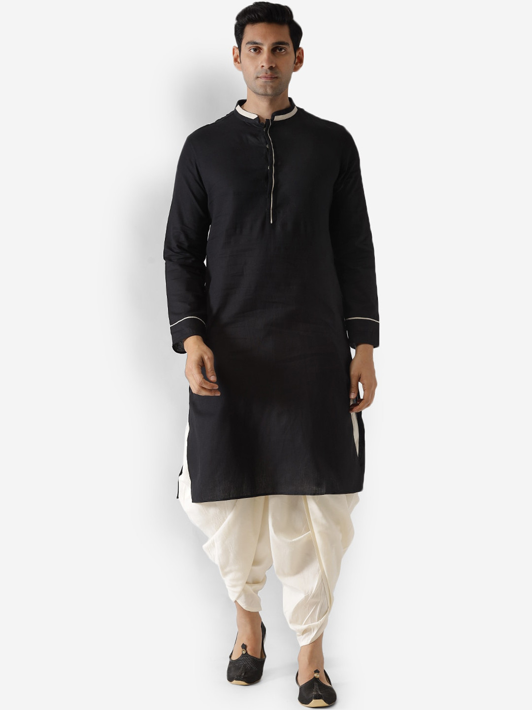 Buy KISAH Men Black Thread Work Kurta - Kurtas for Men 17332344 | Myntra