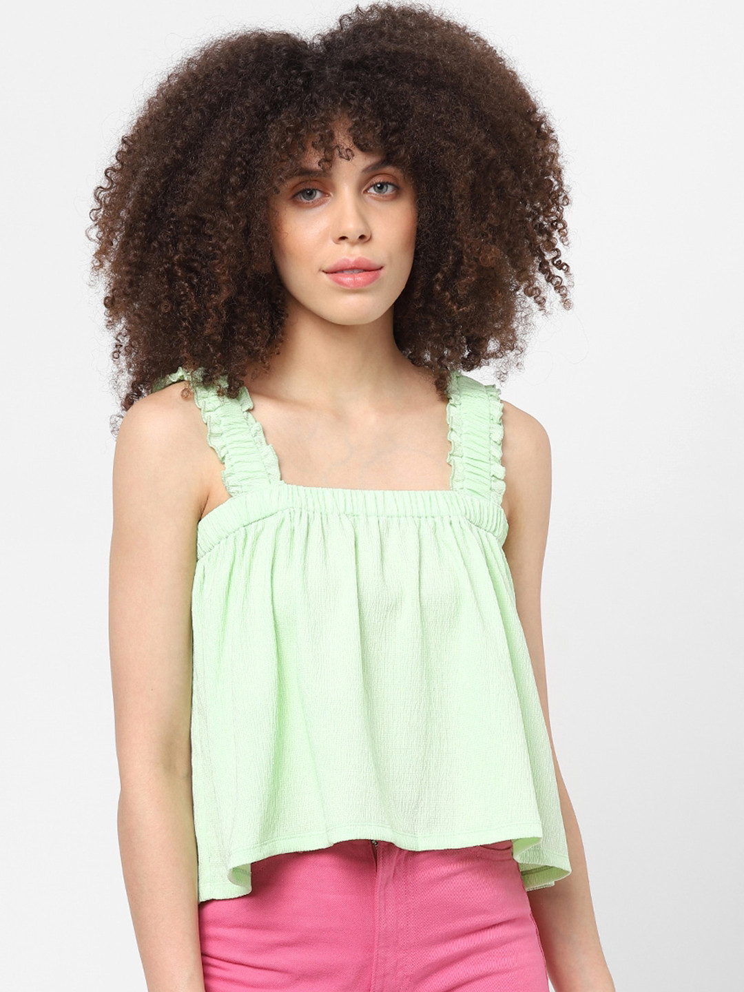 Buy ONLY Women Mint Green Shoulder Strap Crop Top - Tops for Women ...