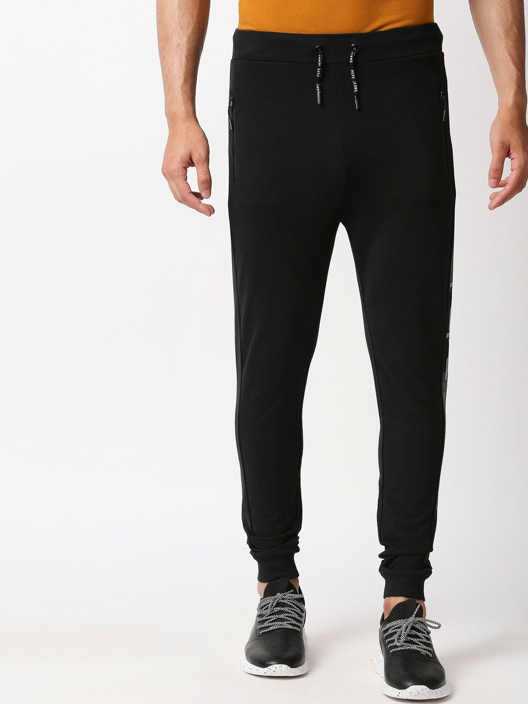 Buy Pepe Jeans Men Black Solid Slim Fit Jogger - Track Pants for Men ...