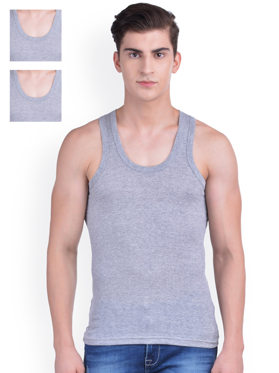 Buy Dollar Bigboss Men Grey Innerwear Vest MDVE 04 PO3 - Innerwear ...