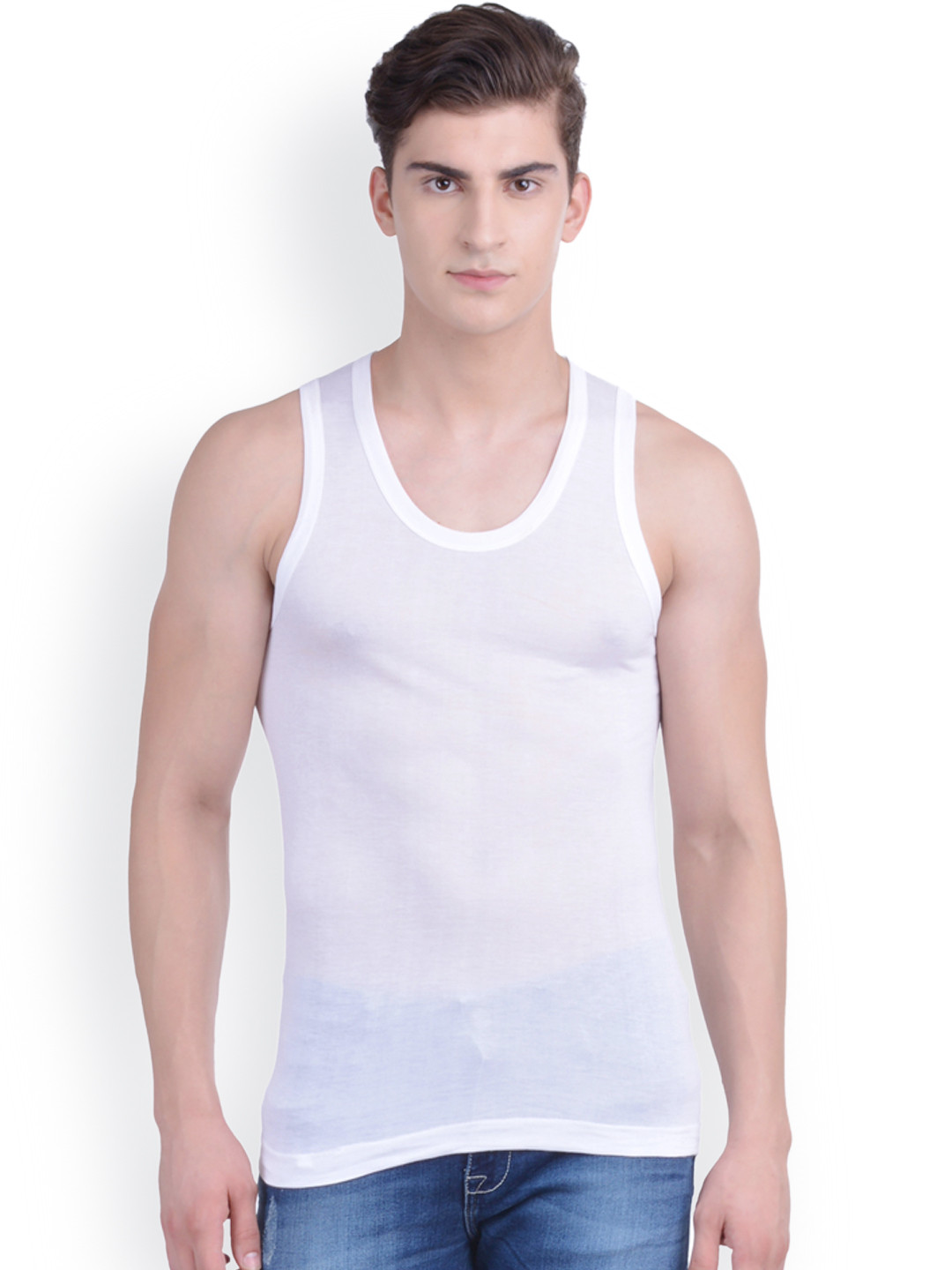 Buy Dollar Bigboss Pack Of 3 White Innerwear Vests MDVE 07 PO3 ...