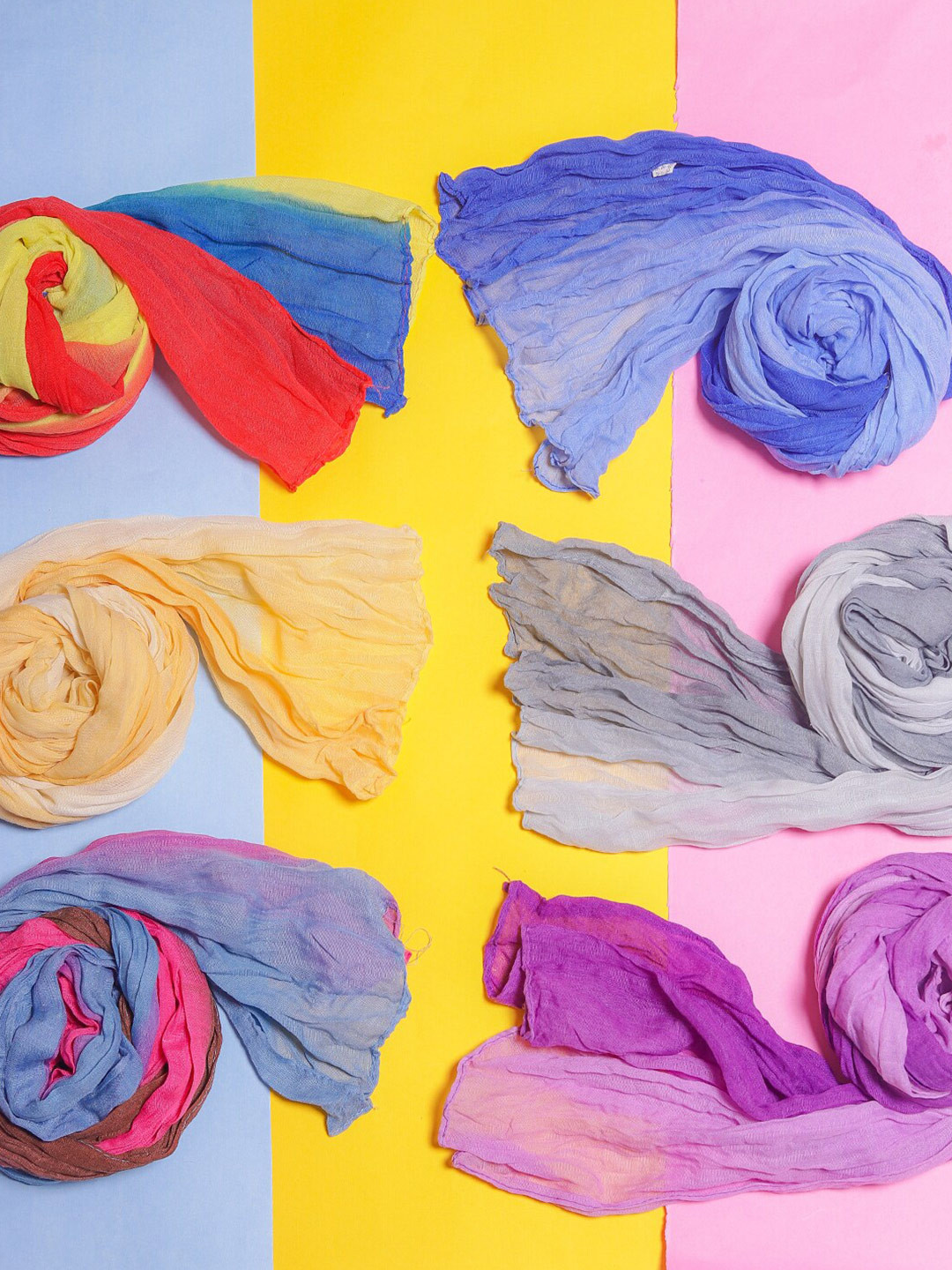 Buy DIVA WALK EXCLUSIVE Women Multicoloured Set Of 6 Dyed Scarf ...